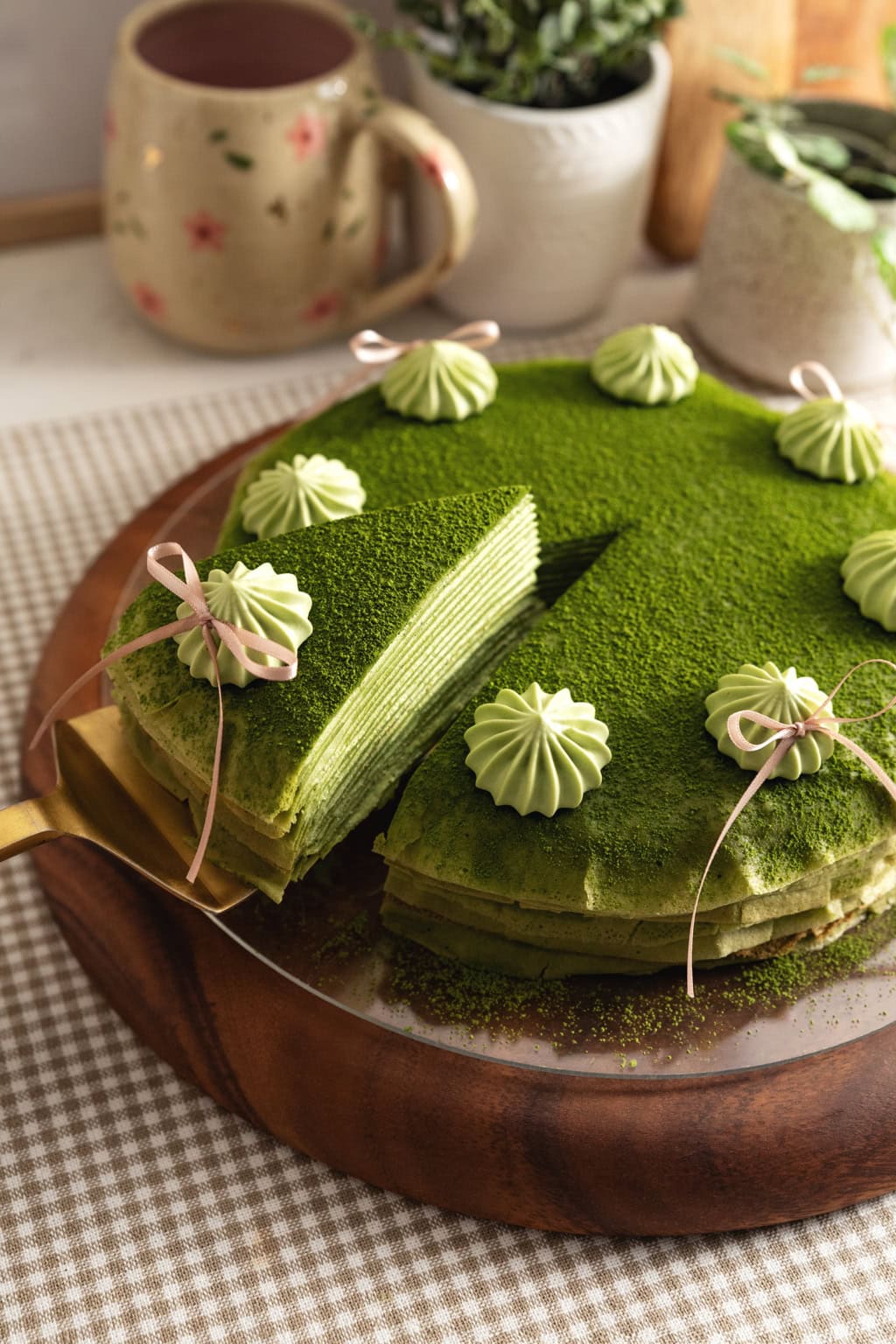 Matcha Mille Crepe Cake - Teak & Thyme
