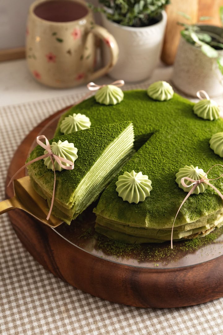 Matcha Mille Crepe Cake - Teak & Thyme