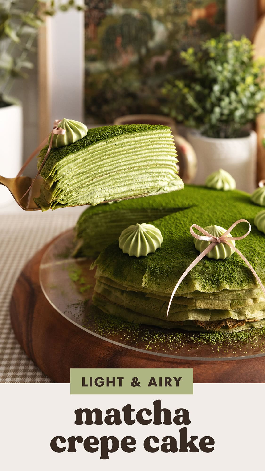 Matcha Mille Crepe Cake - Teak & Thyme