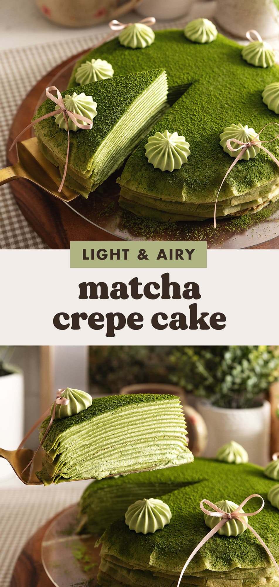 Matcha Mille Crepe Cake - Teak & Thyme