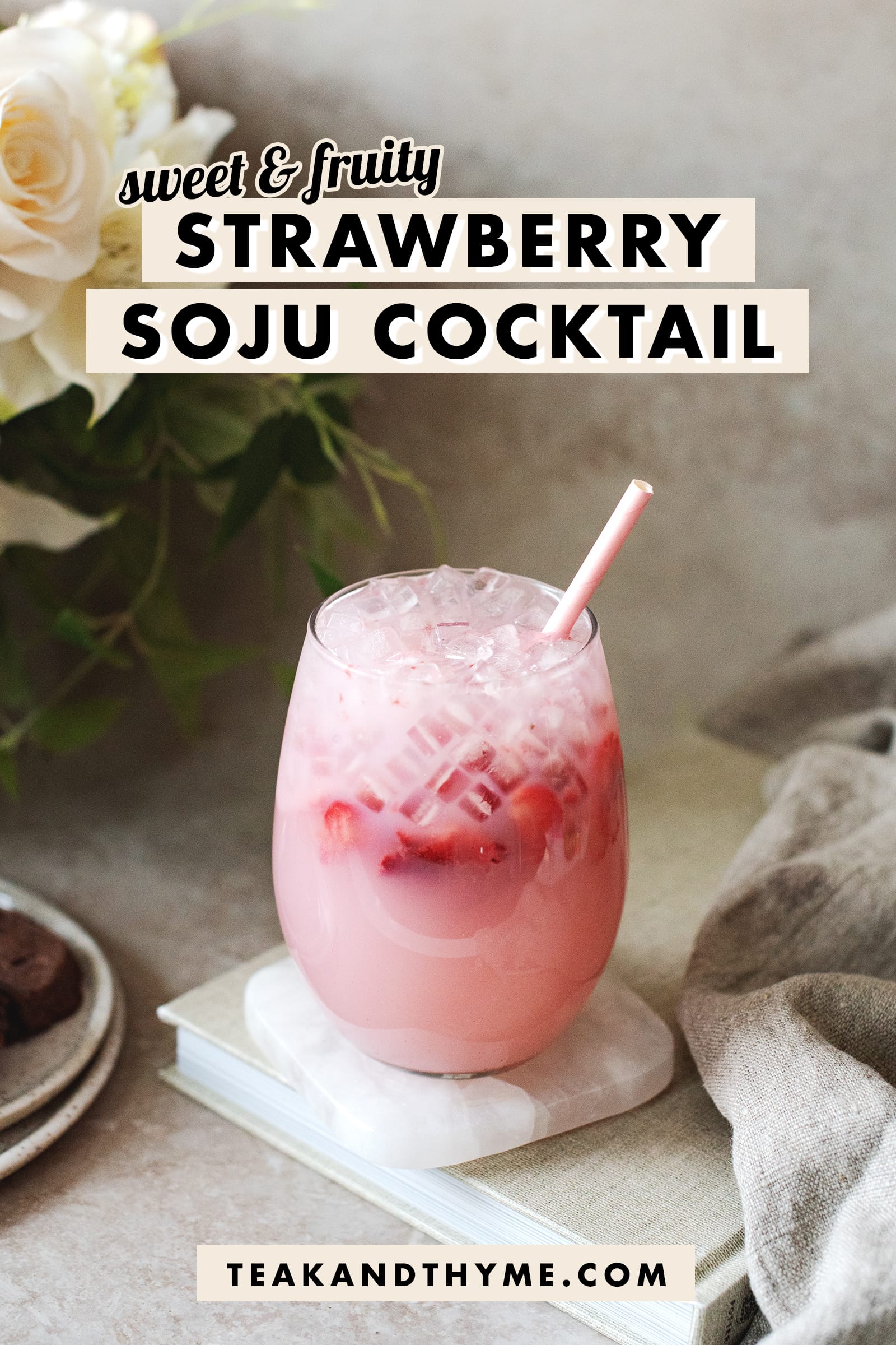 Strawberry Soju Cocktail - Teak & Thyme
