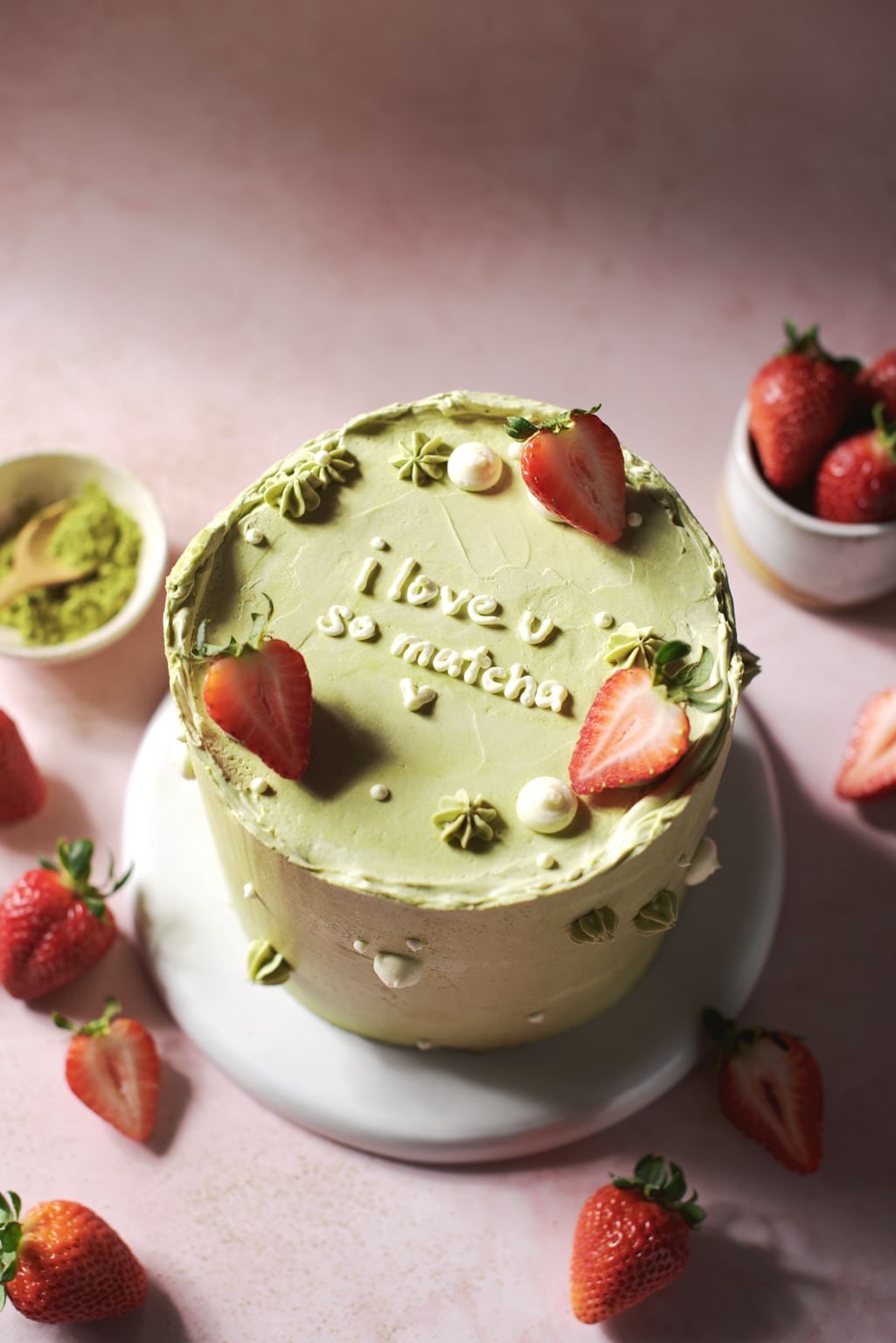 Matcha Strawberry Cake - Teak & Thyme