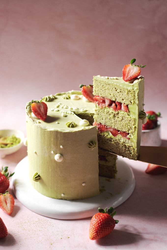 Matcha Strawberry Cake - Teak & Thyme
