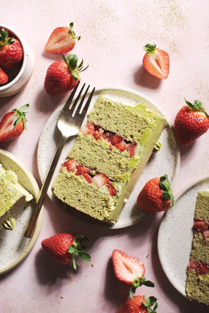 Matcha Strawberry Cake - Teak & Thyme