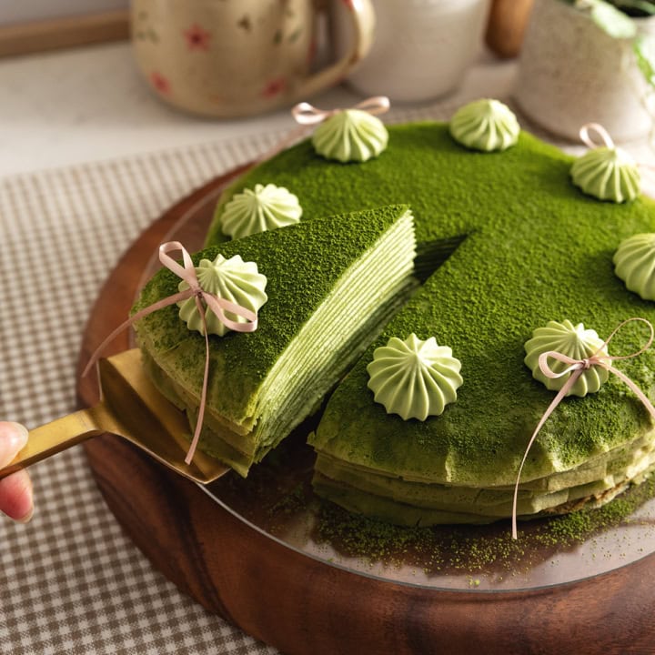 Matcha Mille Crepe Cake - Teak & Thyme