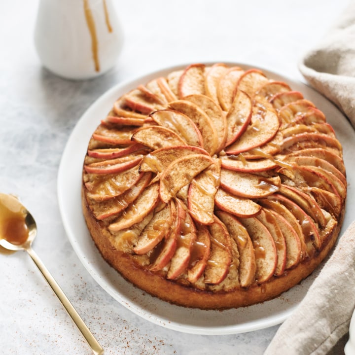 Spiced Apple Cake with Salted Maple Caramel - Teak & Thyme
