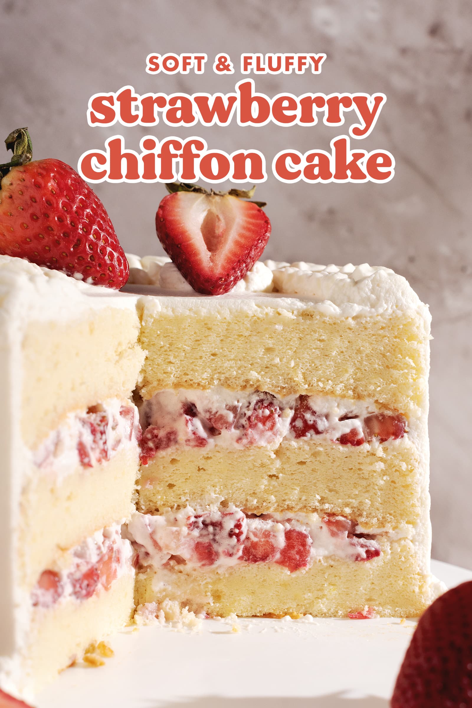 Strawberry Chiffon Cake - Teak & Thyme
