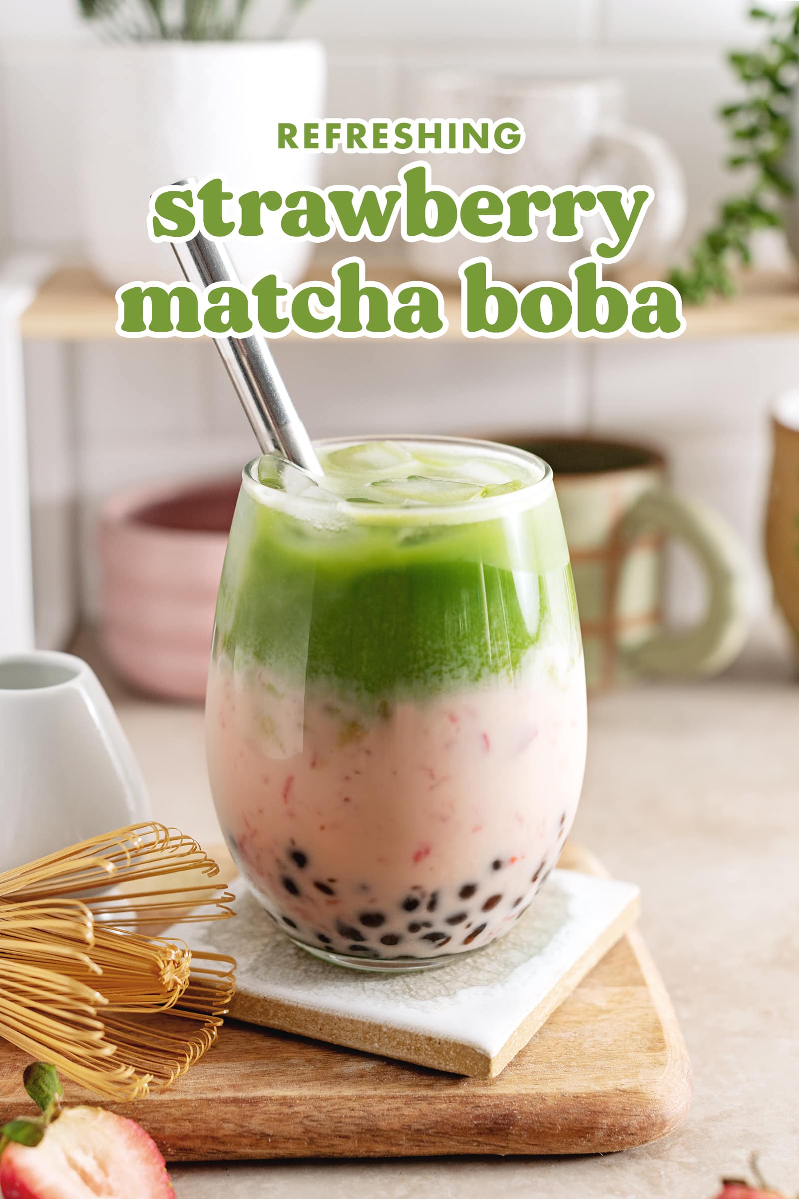 Strawberry Matcha Boba - Teak & Thyme