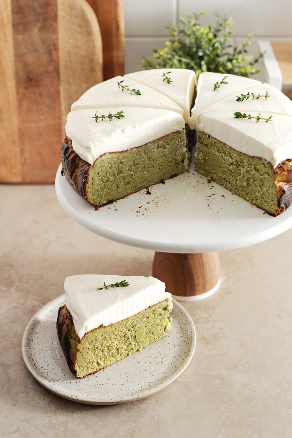 Matcha Basque Cheesecake - Teak & Thyme