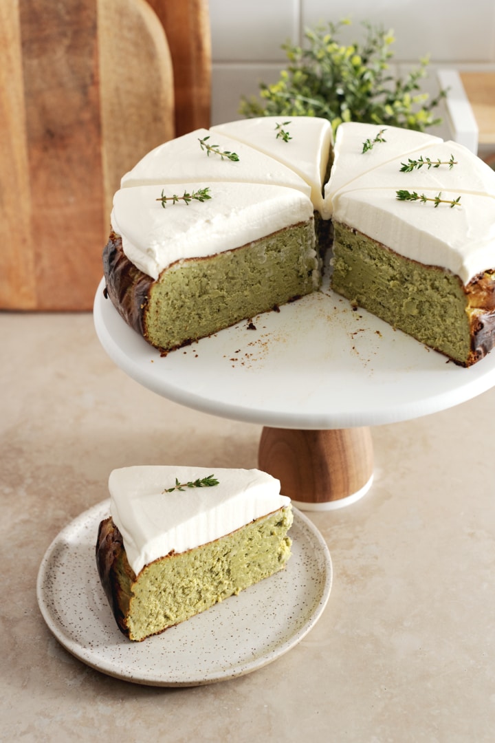 Matcha Basque Cheesecake - Teak & Thyme