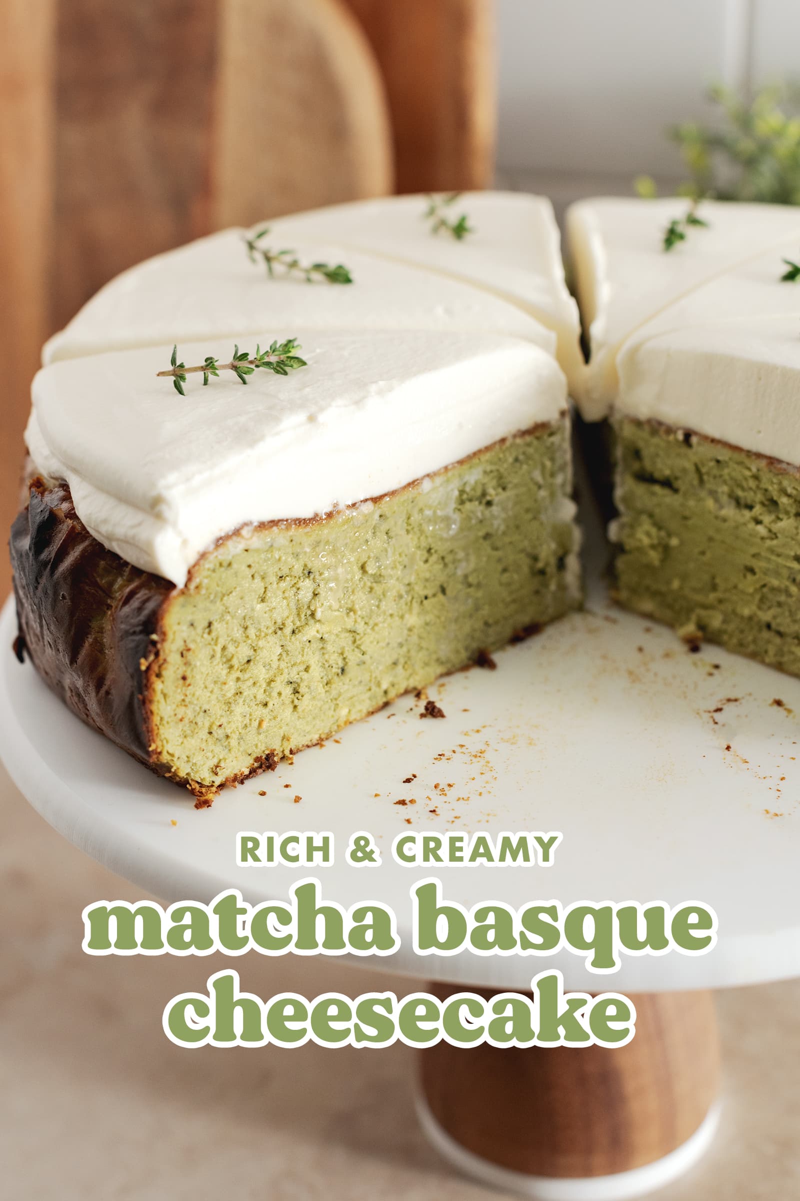 Matcha Basque Cheesecake - Teak & Thyme