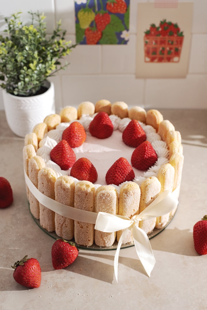 Strawberry Charlotte Cake - Teak & Thyme