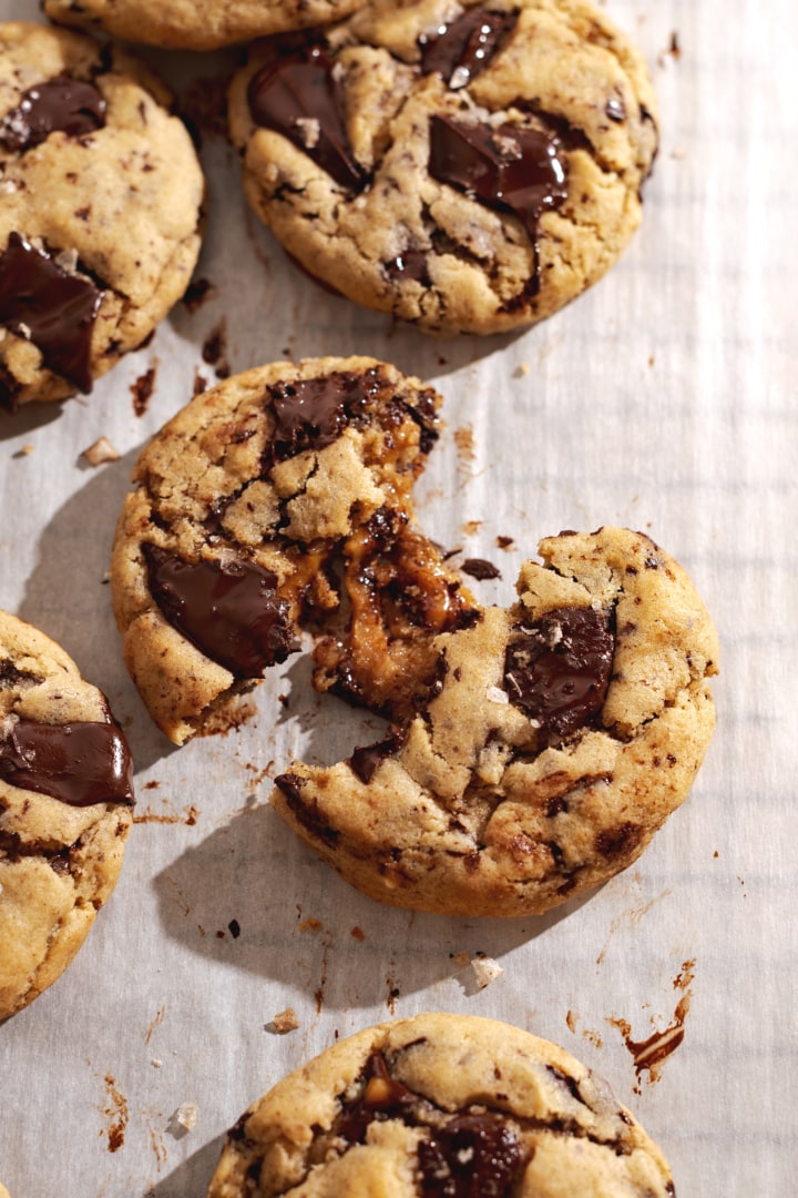 Miso Caramel Stuffed Cookies - Teak & Thyme