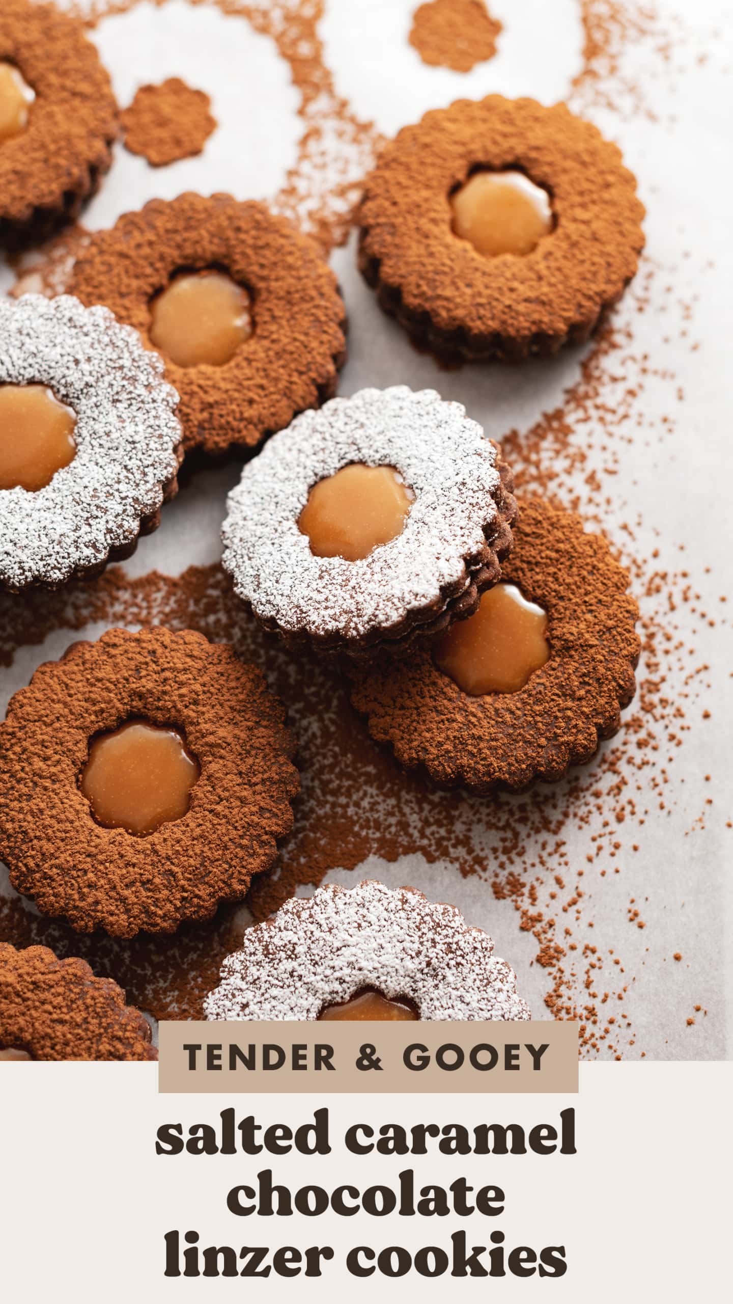 Salted Caramel Chocolate Linzer Cookies - Teak & Thyme