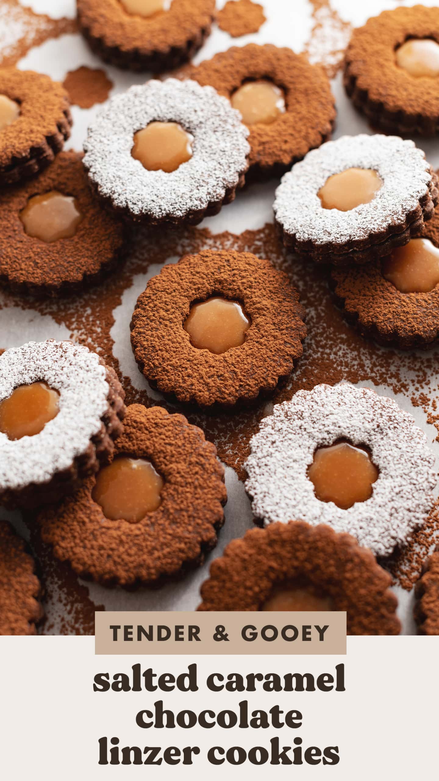 Salted Caramel Chocolate Linzer Cookies - Teak & Thyme