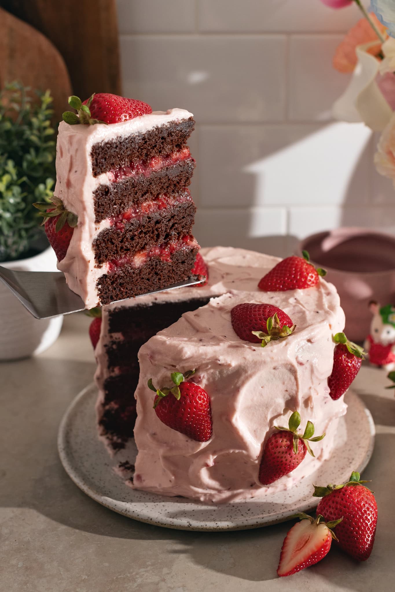 Strawberry Chocolate Cake - Teak & Thyme