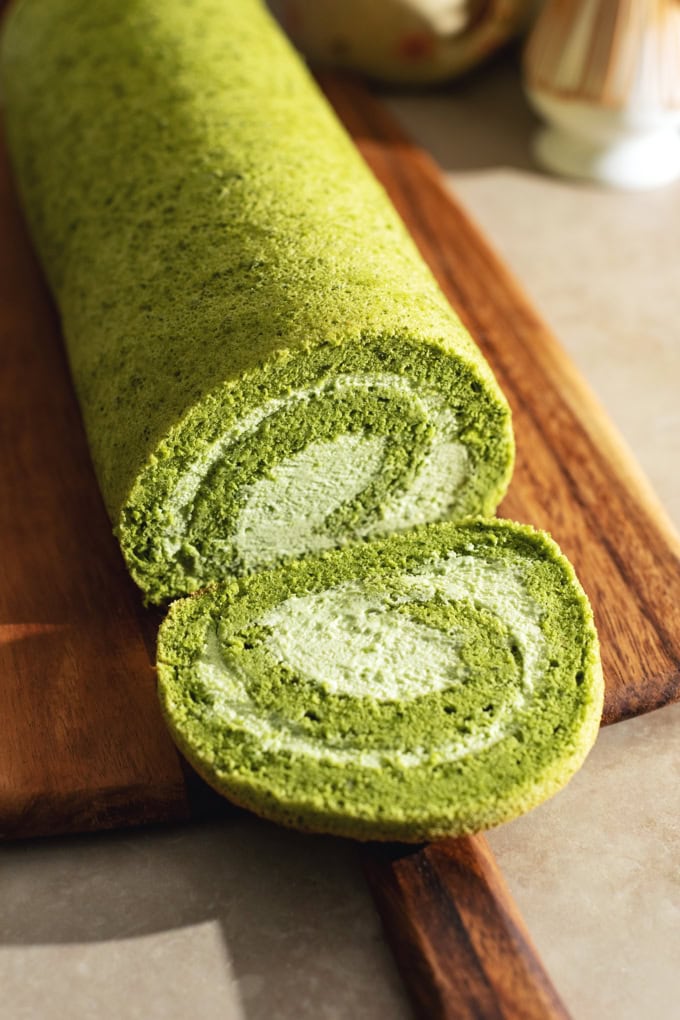 Matcha Roll Cake (Swiss Roll) - Teak & Thyme