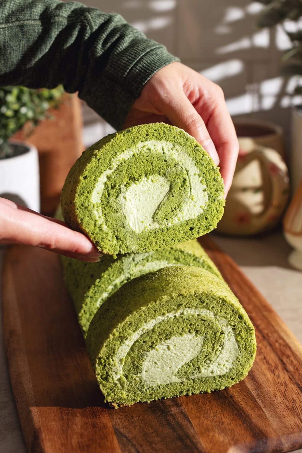 Matcha Roll Cake (Swiss Roll) - Teak & Thyme