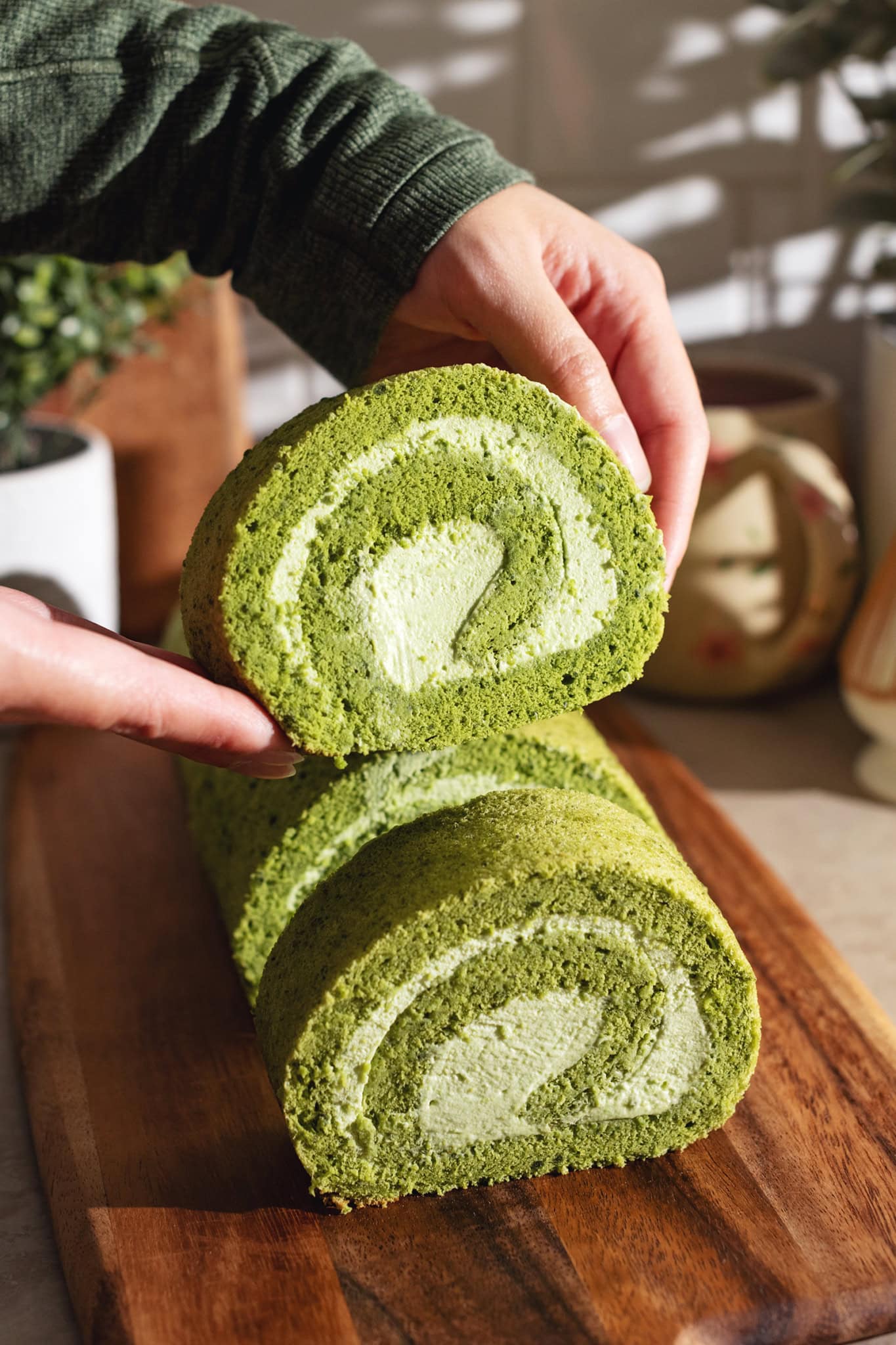 Matcha Roll Cake (Swiss Roll) - Teak & Thyme