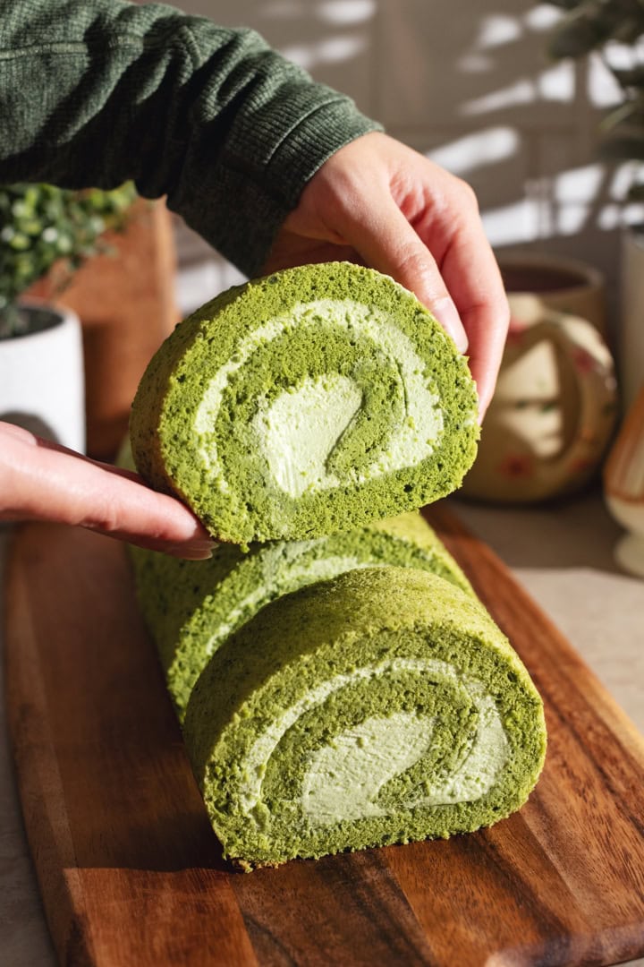 Matcha Roll Cake (Swiss Roll) - Teak & Thyme