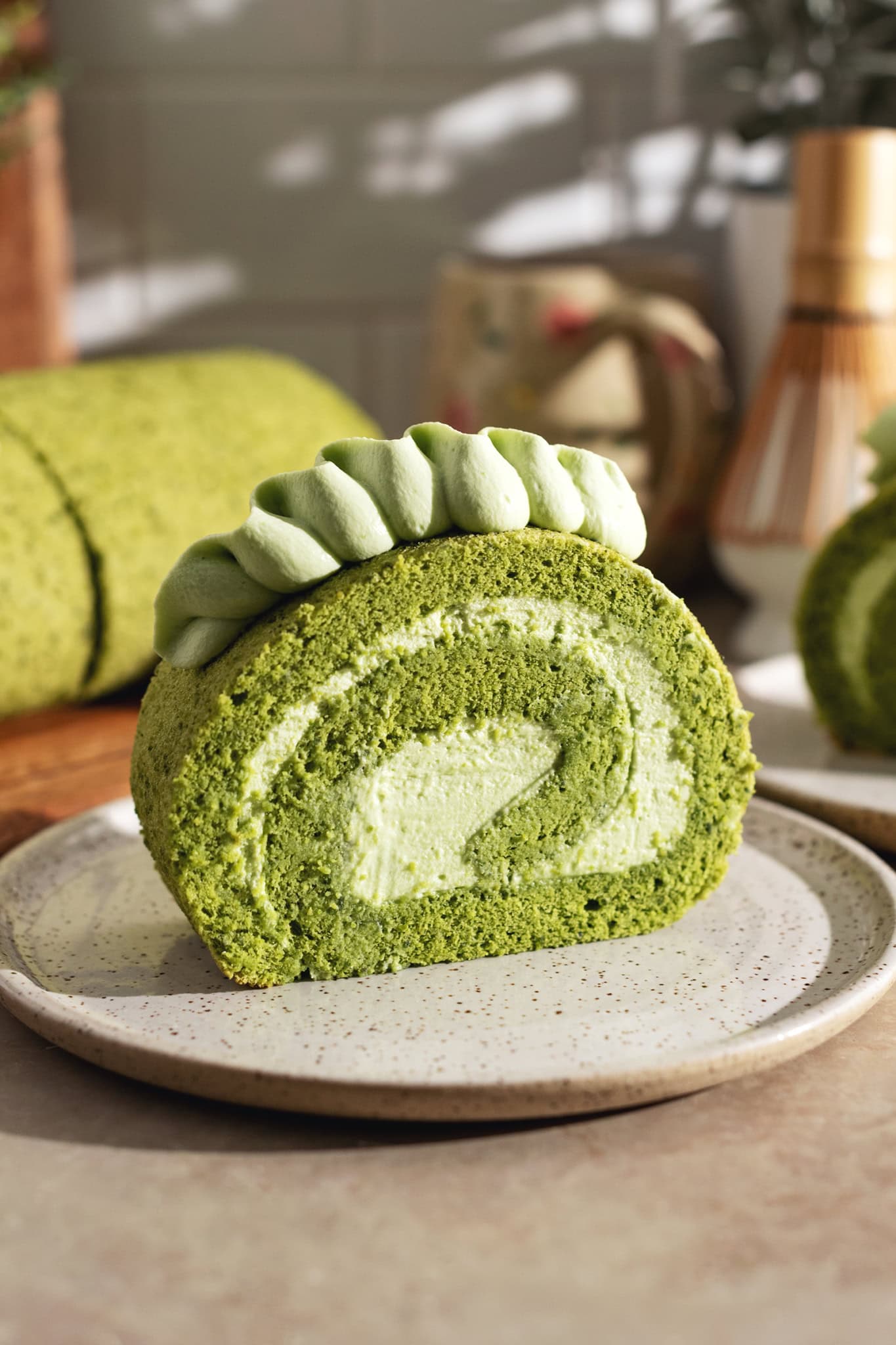 Matcha Roll Cake (Swiss Roll) - Teak & Thyme