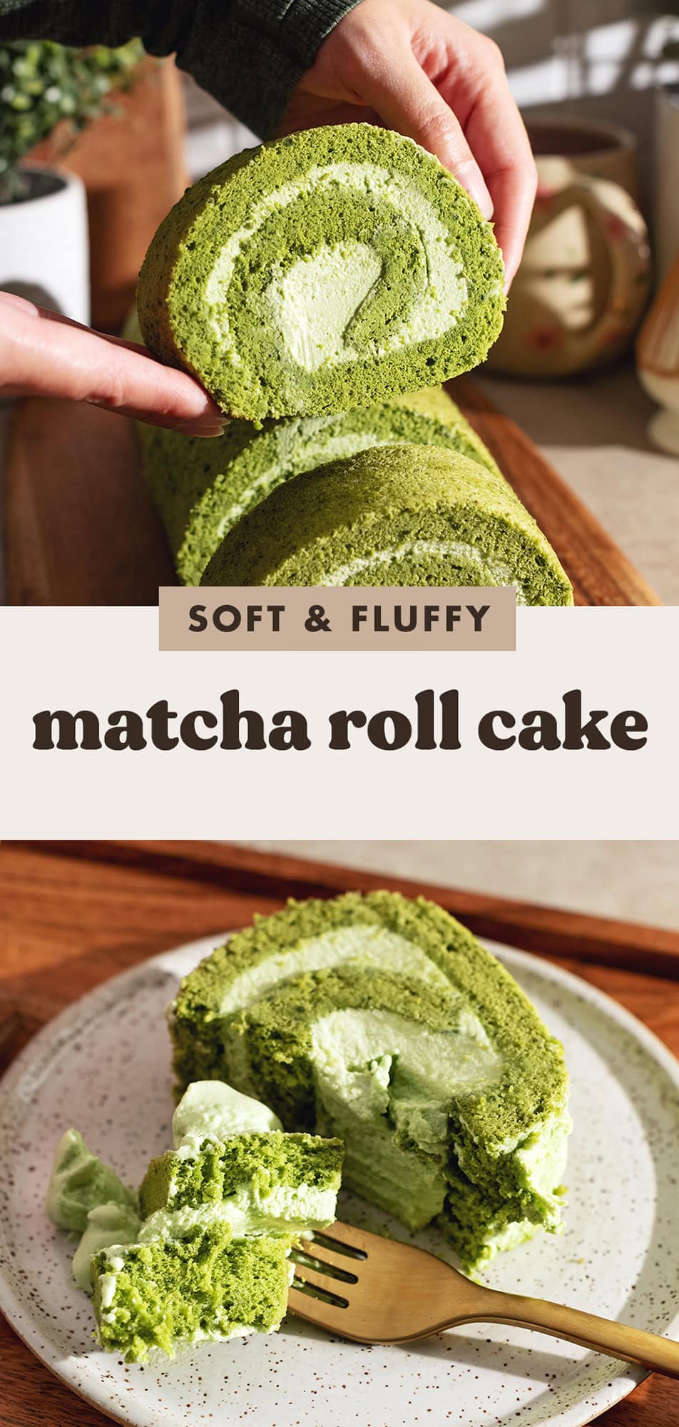 Matcha Roll Cake (Swiss Roll) - Teak & Thyme