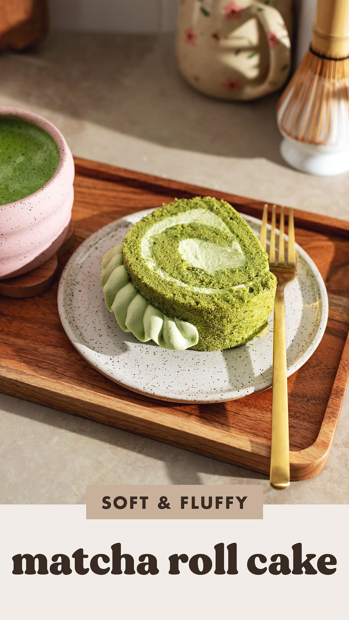 Matcha Roll Cake (Swiss Roll) - Teak & Thyme