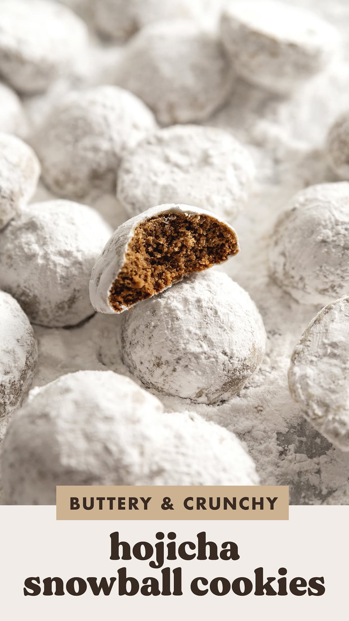 Hojicha Snowball Cookies - Teak & Thyme
