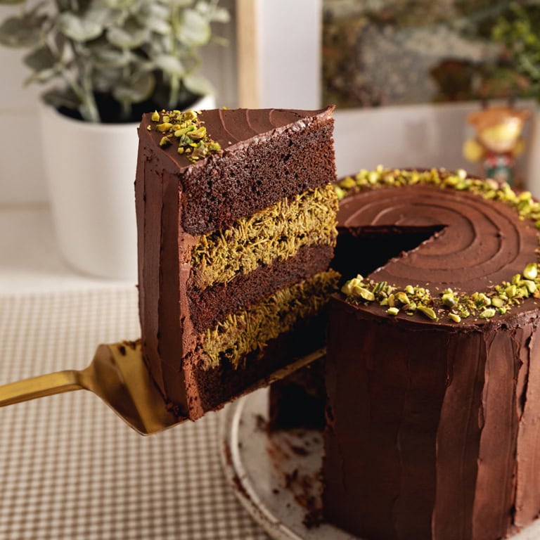 Dubai Chocolate Pistachio Cake - Teak & Thyme