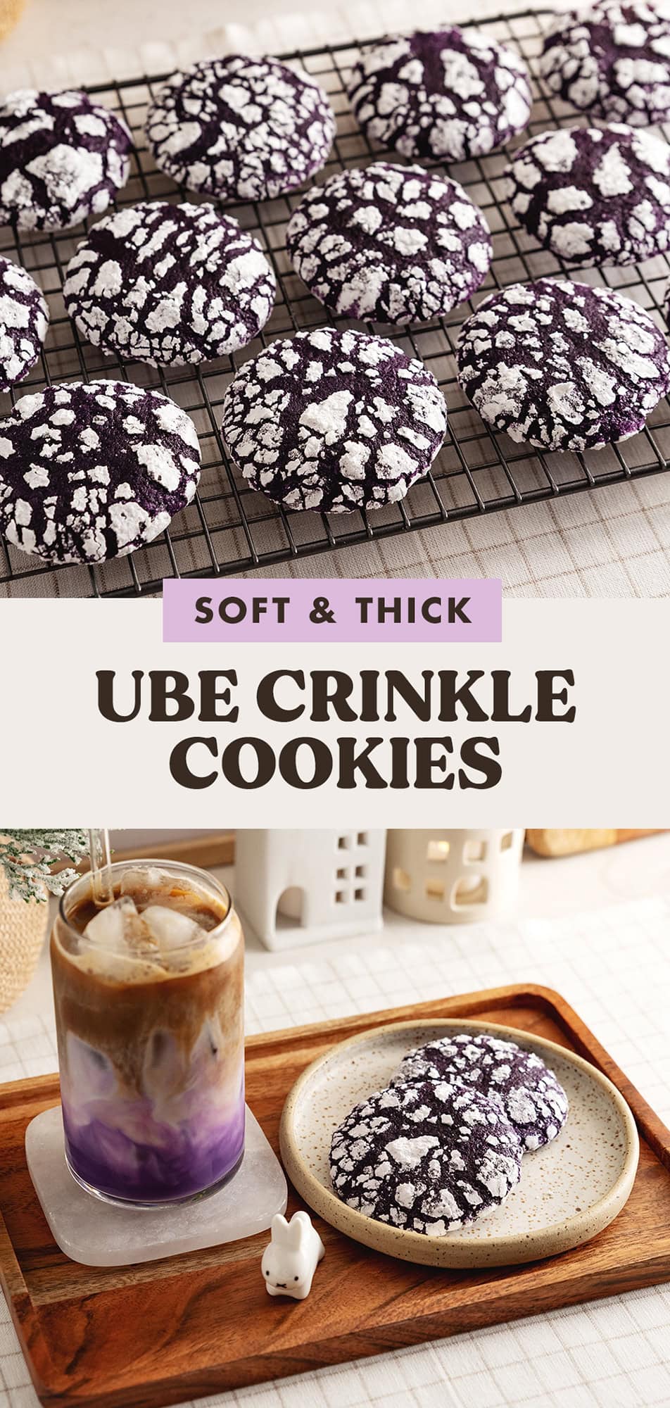 Ube Crinkle Cookies - Teak & Thyme